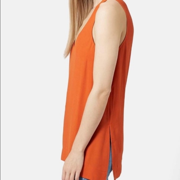 Topshop | Tops | Topshop Orange V Neck Tank Side Cut Outs | Poshmark